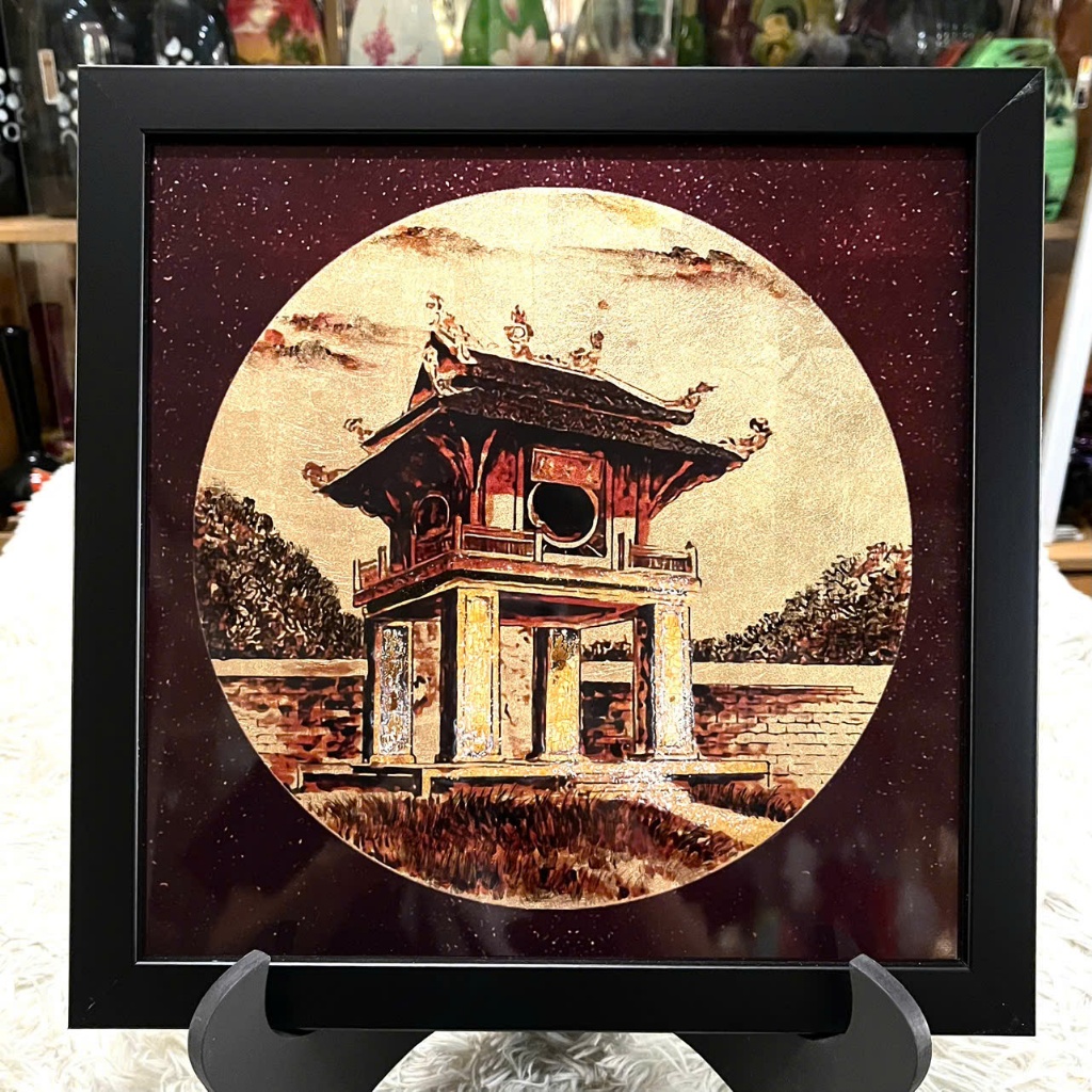 Thanh Binh Le lacquer painting - VAN MII QUOC TU COCK size 30x30 cm (free frame included ...