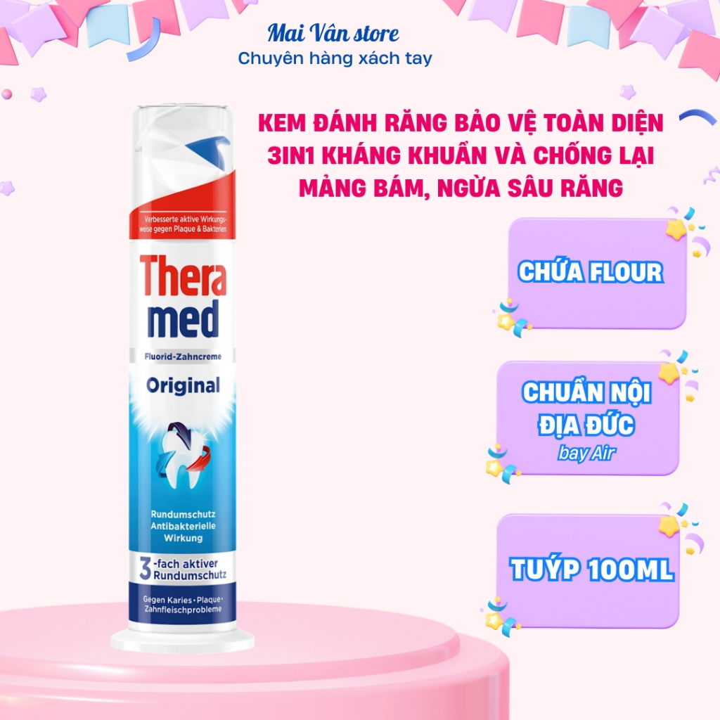Thera Med German toothpaste tube protects gums, antibacterial, whitens ...