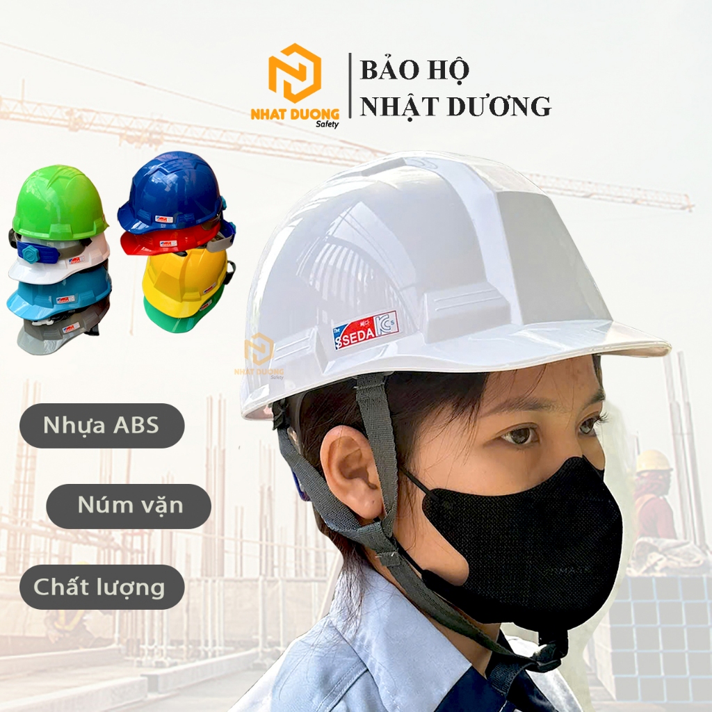 White Nhat Duong labor safety helmet with twist lock that hugs the head ...
