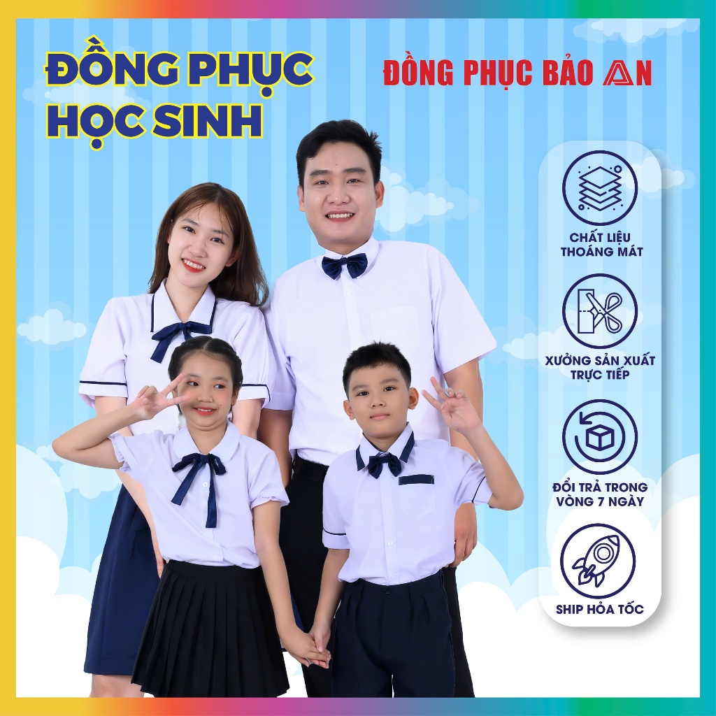 Basic school uniform for grades 1,2,3 - White shirt, dark blue skirt ...