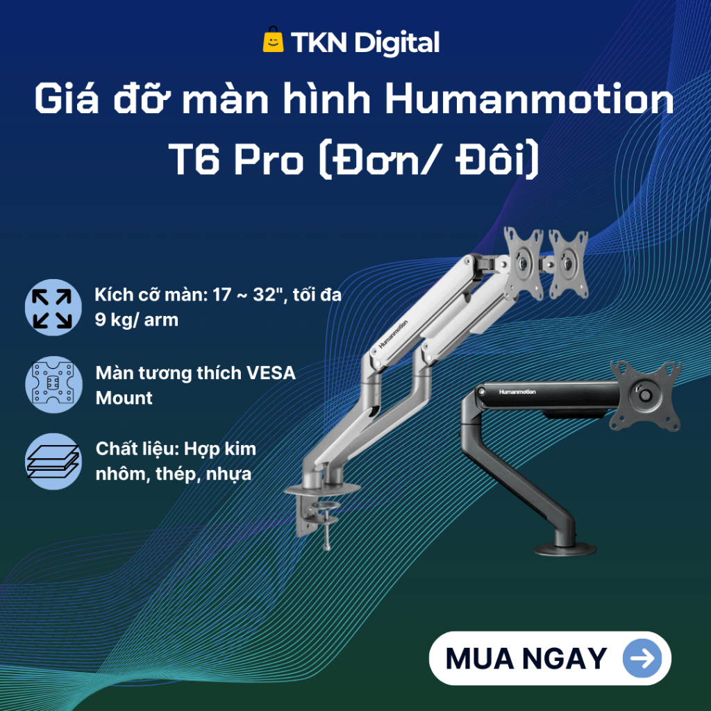 Hyperwork x Human Motion T6 Pro / T6 Pro Dual monitor mount / ARM ...
