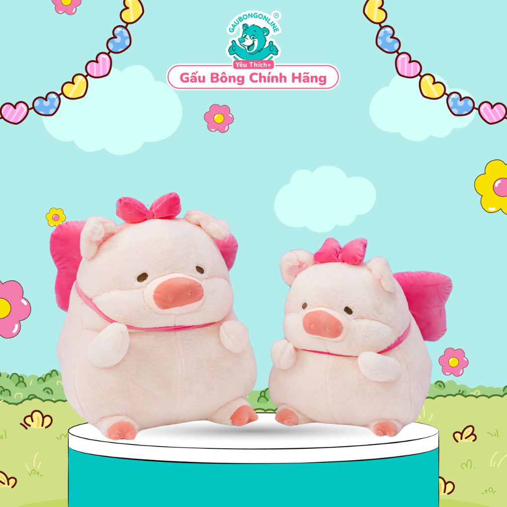Lulu pig teddy bear wearing a bow Online Teddy Bear, premium soft and ...