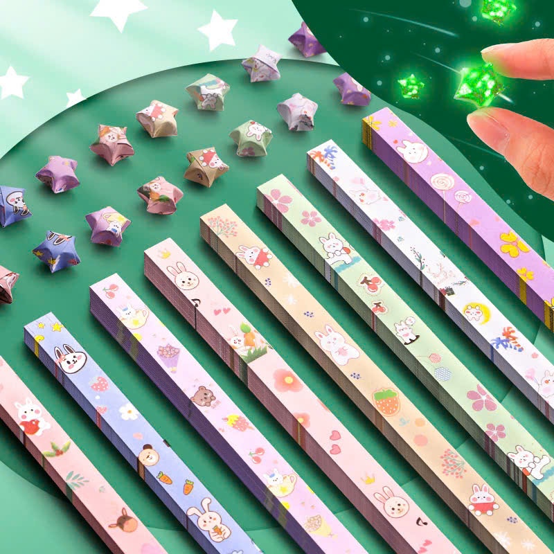 40 Cute Cartoon Star Folded Paper Stars Colorful Craft Paper Folding ...