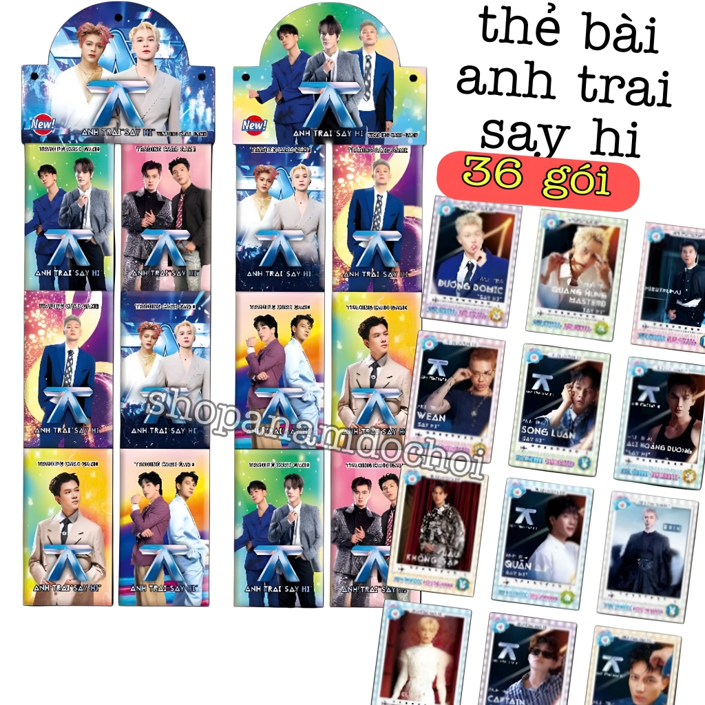 String of 36 packs of drunk hi brother cards, Vietnamese idol cards ...