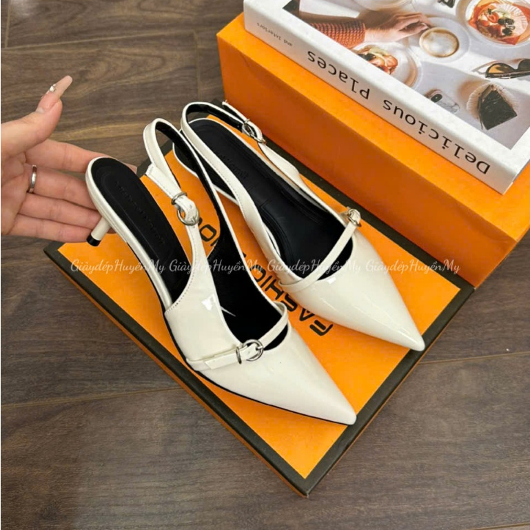 3p high heels with pointed toe and horizontal belt and buttons, high ...