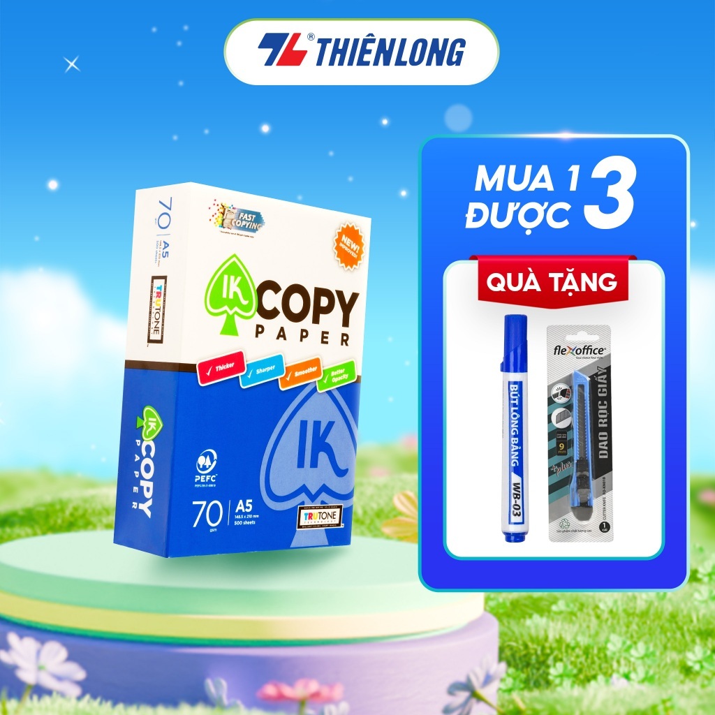 Combo of 5 reams of printing on A5 70 gsm IK Copy paper (500 sheets ...