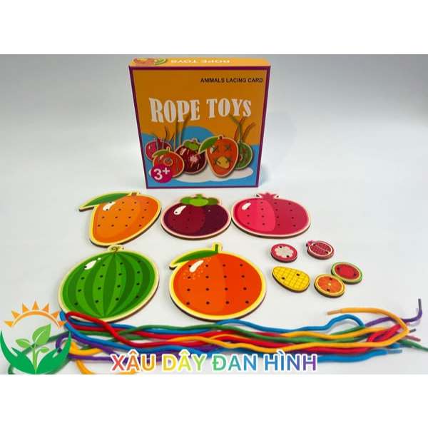 Wooden fruit-shaped string montessori toy set helps children develop ...