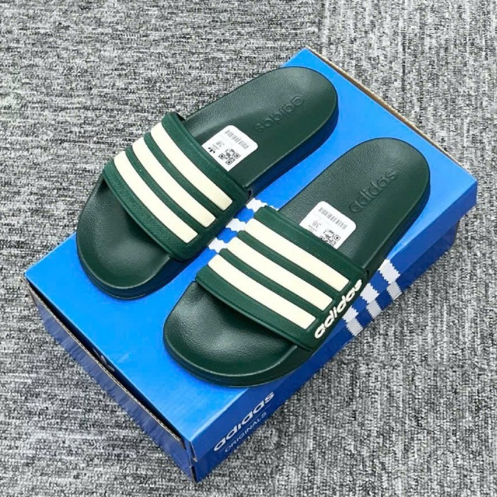 DAS Adi sandals, blue leather with 3 stripes with embossed logo on ...