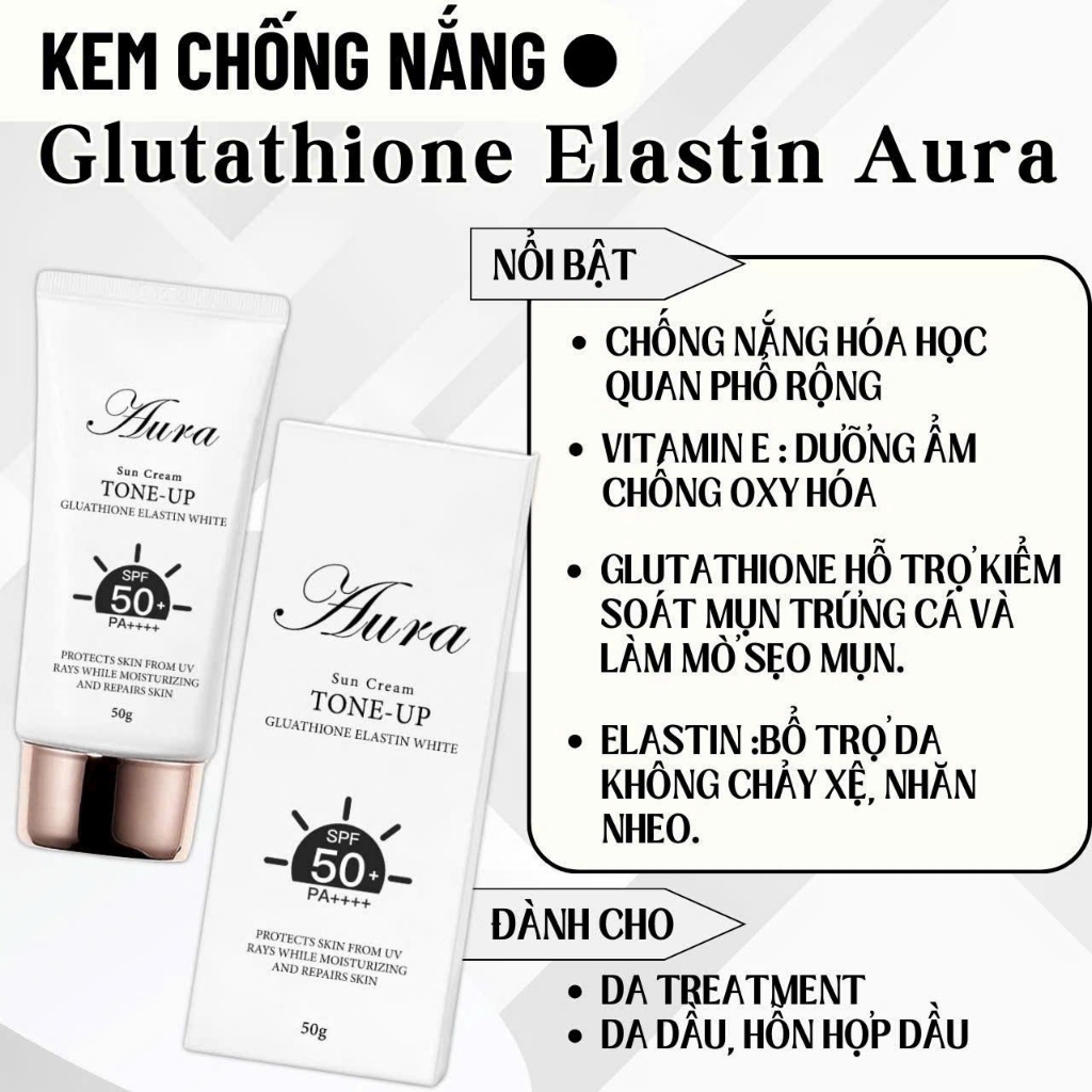 Glutathione Elastin Aura Sunscreen SPF 50+, PA++++ Broad Spectrum - ON ...