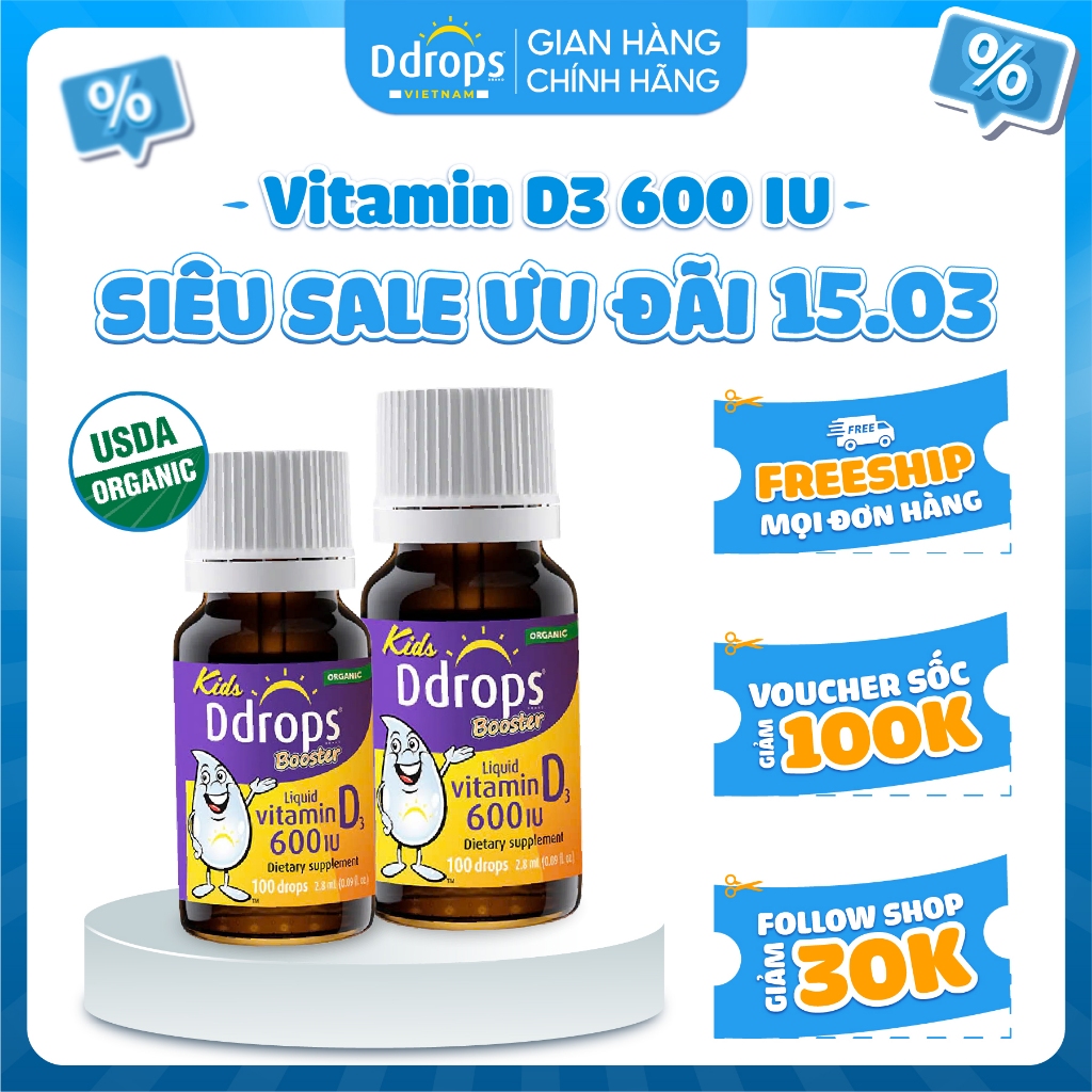 [Combo Of 2 bottles] Ddrops 100 drops 600 IU Vitamin D3 supports strong ...