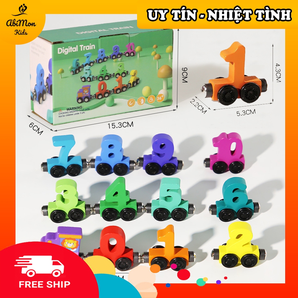 Wooden Counting Magnetic Train for Children (12 carriages - small size ...