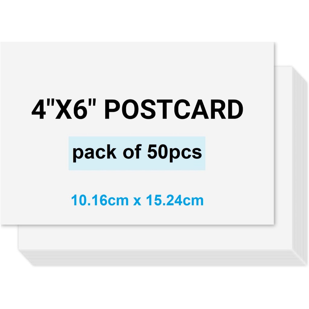 Set of 50 pcs 4" x 6" 200 GSM White Blank Printable Post Cards Bulk ...