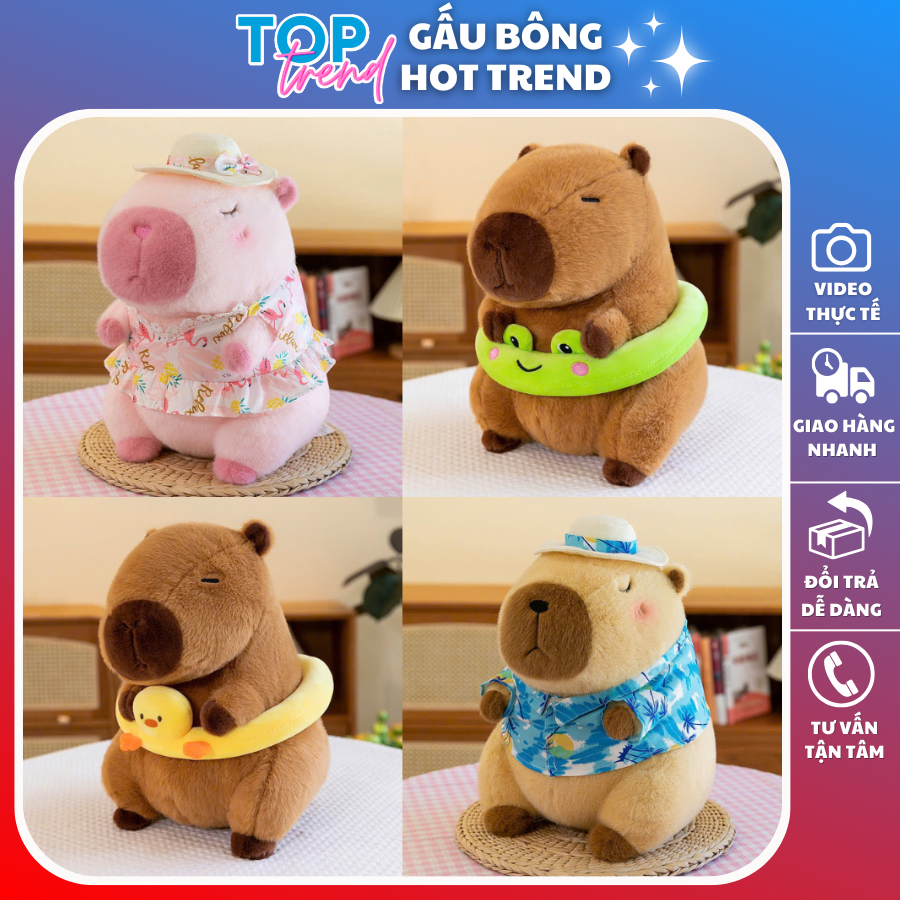 TRI 30cm mini Capybara teddy bear wearing float and wearing cute ...