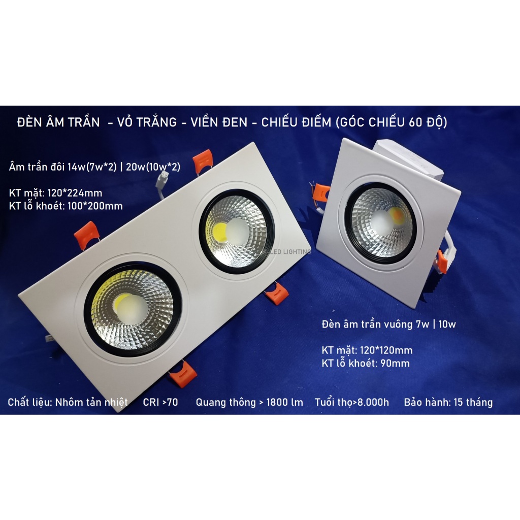 [XLED] Double ceiling light, 2 bulbs, spotlight - Capacity 14w(7w*2 ...