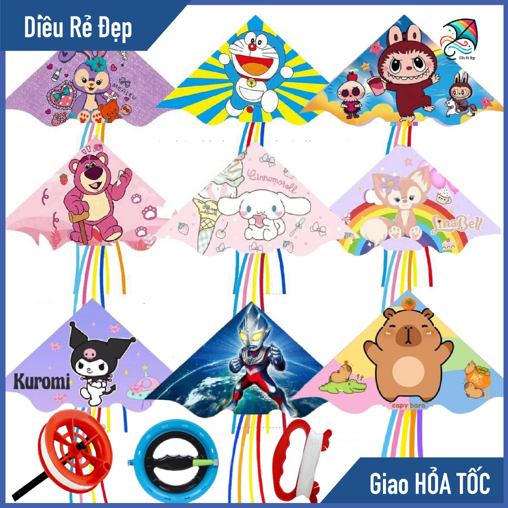 Kite Flying Wings 1.2m Wide Rainbow Tail Capybara Pattern Labubu Melody ...