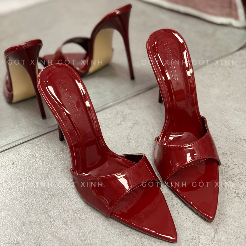 Beautiful HEELS - Red pointed toe high heel sandals with shiny leather ...