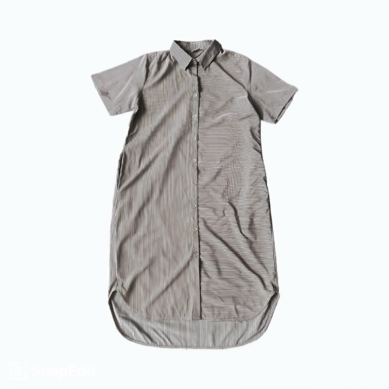 Wrinkle-free Korean silk shirt dress for Women _ size F (chest width ...