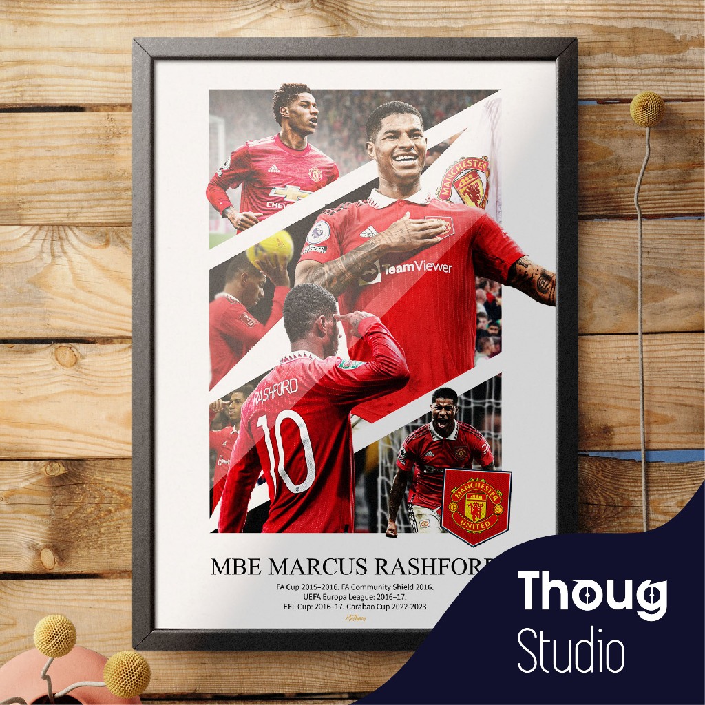 Manchester United Marcus Rashford Football Wall Poster Frame - Thoug ...