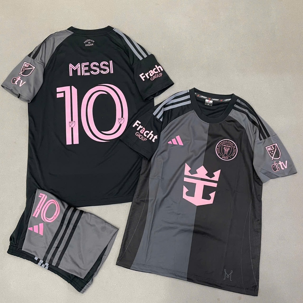 Miami black and gray 2026 football kit with Messi's name printed on ...