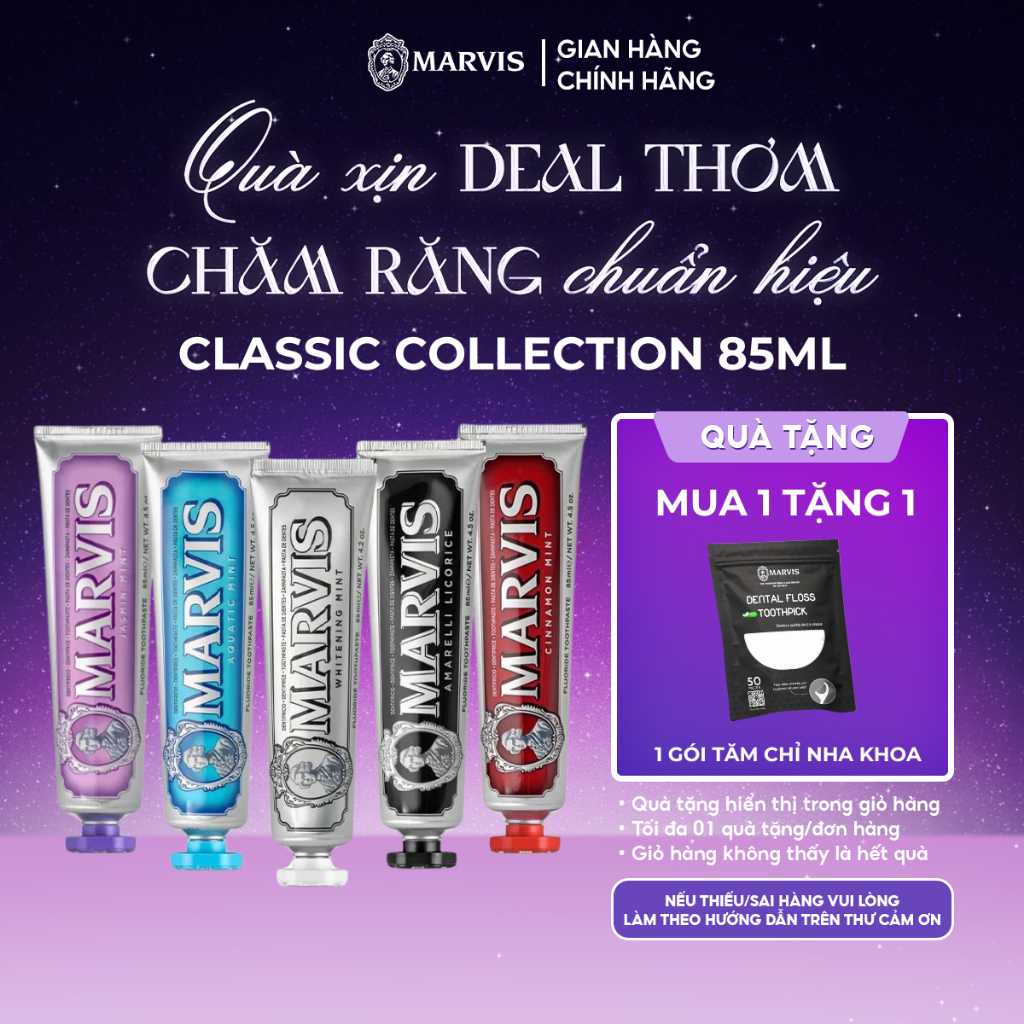 Marvis Classic Collection toothpaste 85ml – Whitens teeth, protects ...