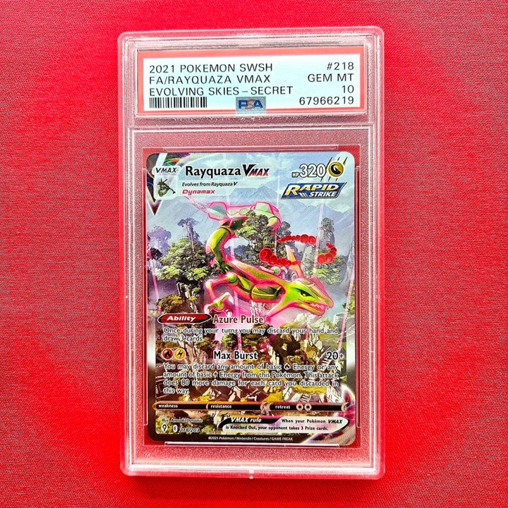 Psa Card 10 Pokemon English Gem Mint Rayquaza VMAX Evolving Skies Secret Rare Full Alt Art 218 ...