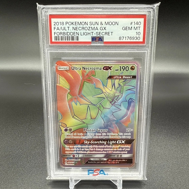 Psa Card 10 Pokemon English Gem Mint ULTRA NECROZMA GX 140 SUN & MOON FORBIDDEN LIGHT SECRET ...