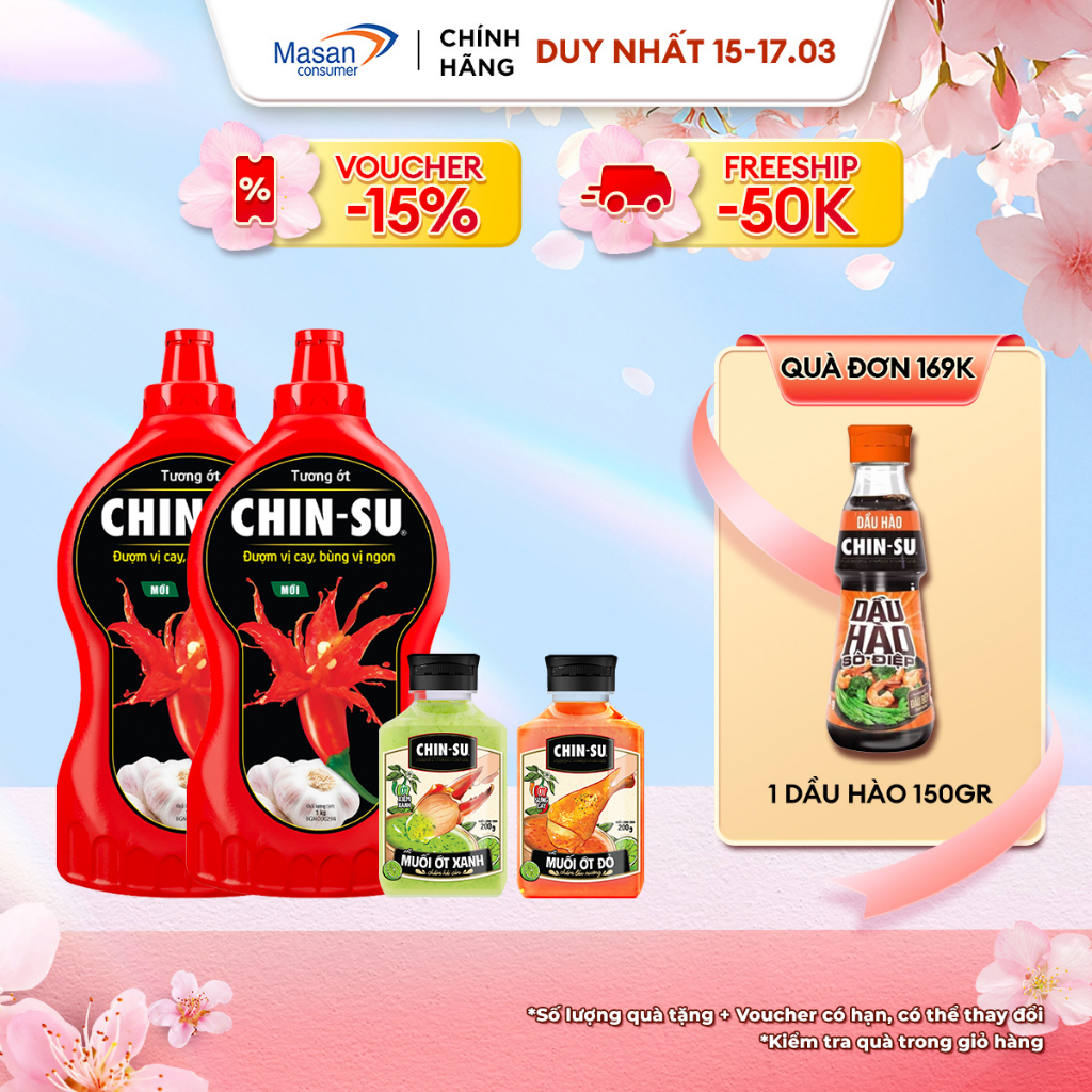 Combo of 2 bottles of CHIN-SU chili sauce 1kg + 1 bottle of CHIN-SU ...
