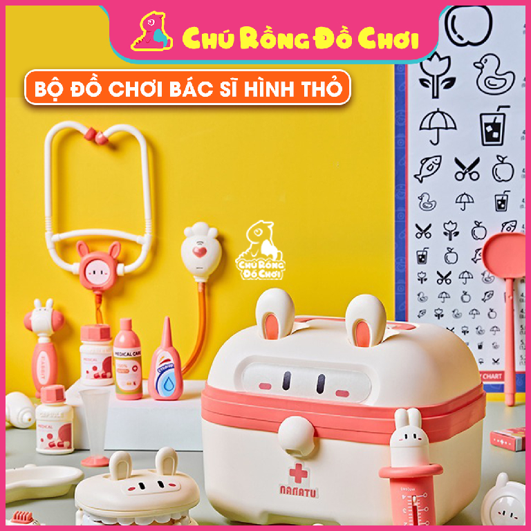 Fully detailed rabbit-shaped doctor toy for children to role-play ...