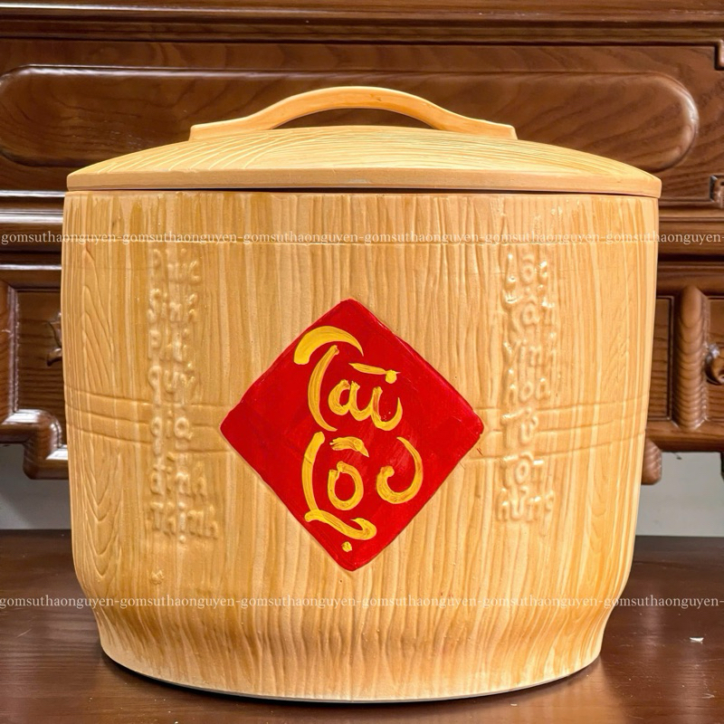 Rice jar - Fortune rice jar, rice jar with wood grain pattern, new ...
