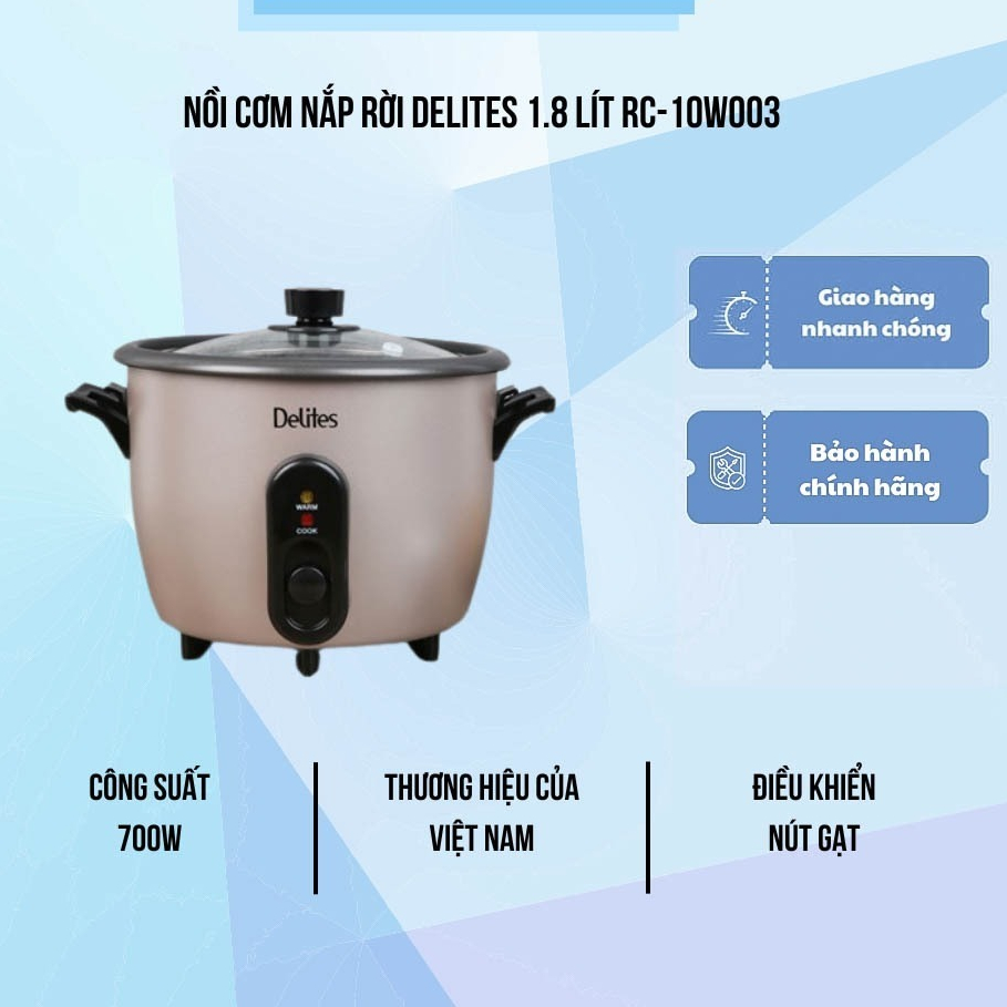 Delites 1.8 liter removable lid rice cooker RC-10W003 | Shopee Malaysia