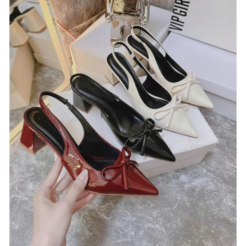 Women's High Heel Sandals Pointed Toe with Gold Buckle 6Cm Square Heel ...