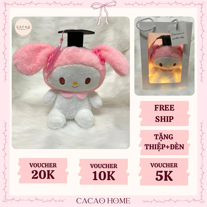 (READY-GIVE CARD-LIGHT) Cute kuromi my melody graduation teddy bear ...