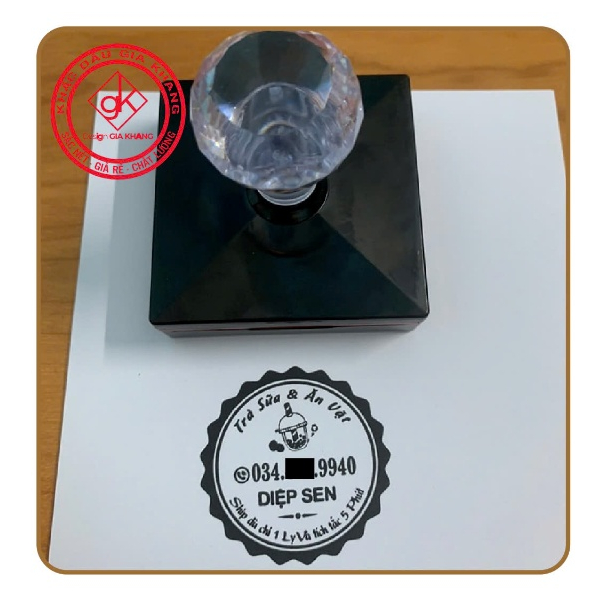Engrave logo stamp printed on crystal cups, Round stamp - Flash stamp ...