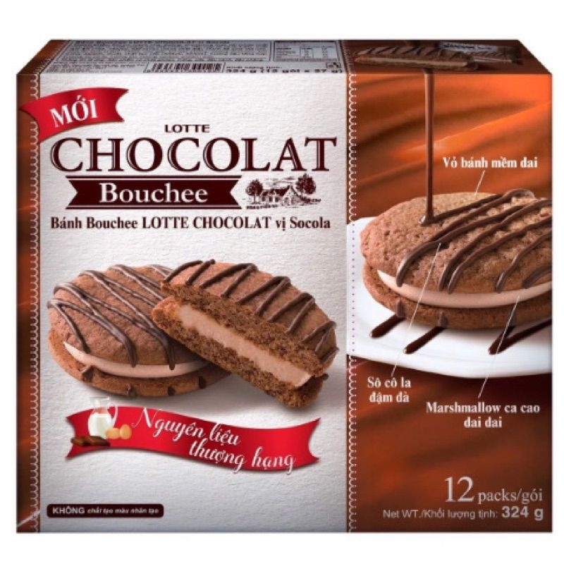 Lotte CHOCOLAT BOUCHEE CAKE CHOCOLA FLAVOR BOX 324G(12 PACKAGES/BOX ...