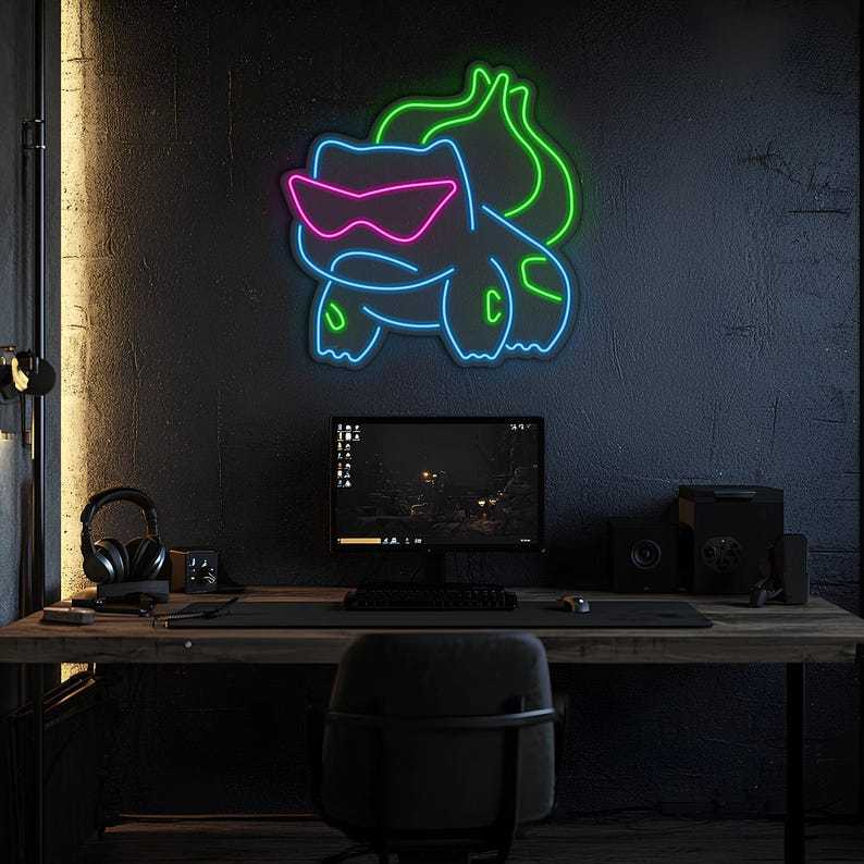 Bulbasaur POKEMON Wall Mounted LED Neon Decorative Light BULBASAUR ...