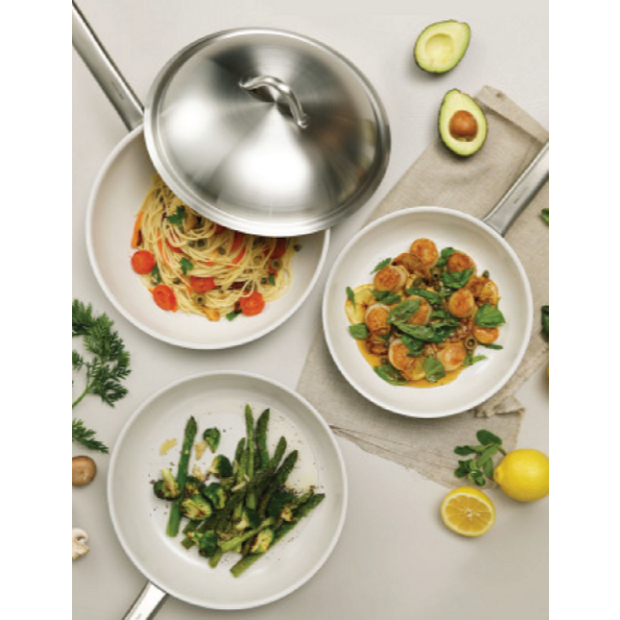 Edelkochen 28cm 304 stainless steel solid 3-layer pan with Korean lid ...