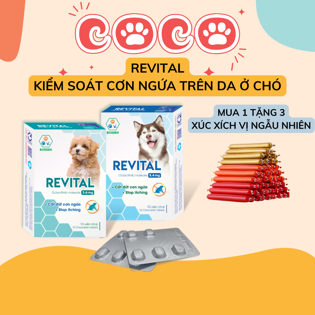 [Box of 10 tablets] Revital Controls Itchy Skin in Dogs, Supports Skin ...