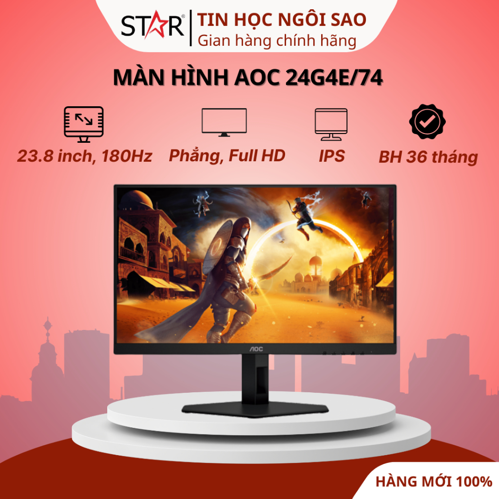 Aoc 24G4E/74 Monitor | 23.8 inches, Full HD, IPS, 180Hz, 1ms, Flat ...