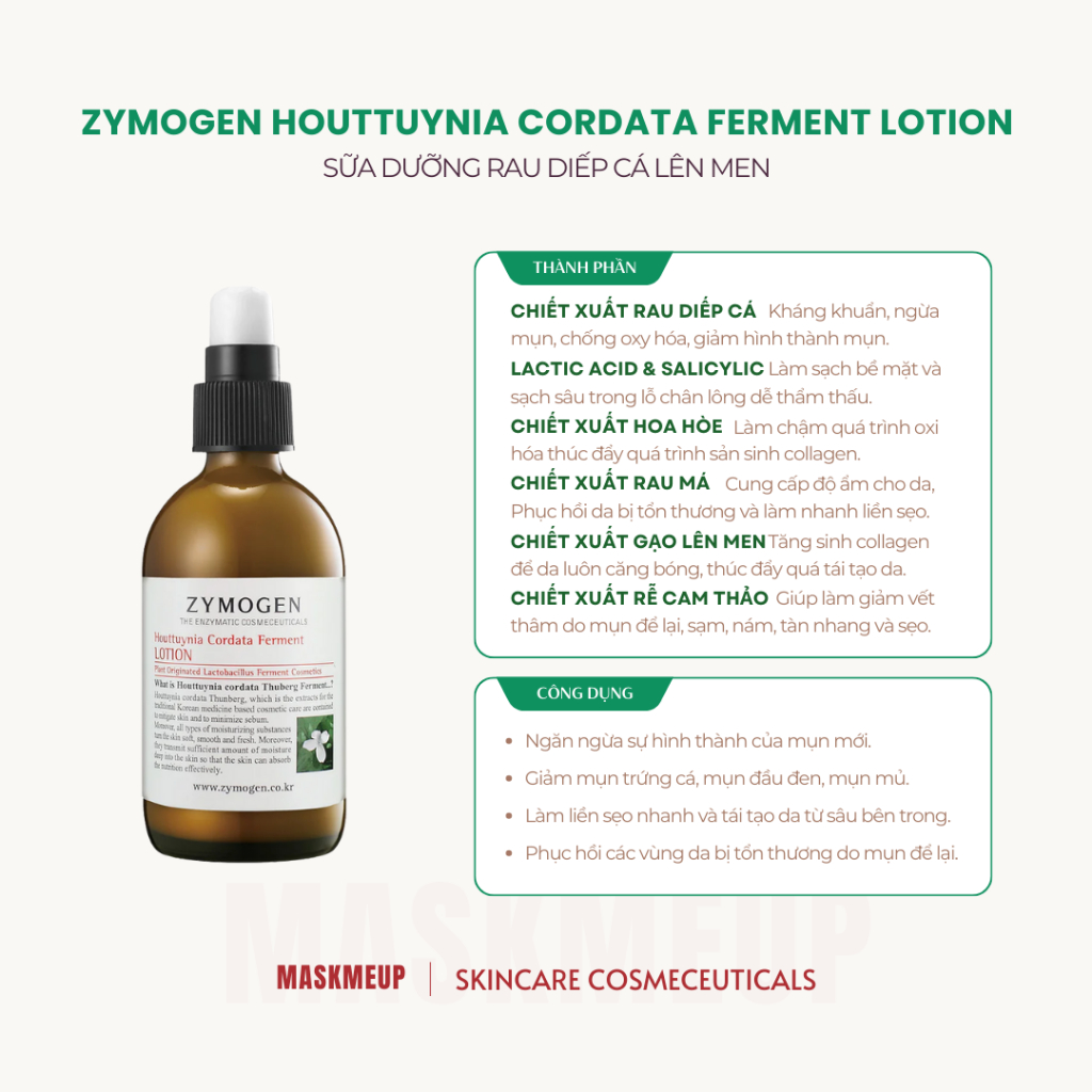 Zymogen Houttuynia Cordata Ferment Lotion MOISTURIZES, REDUCE DARKNESS ...