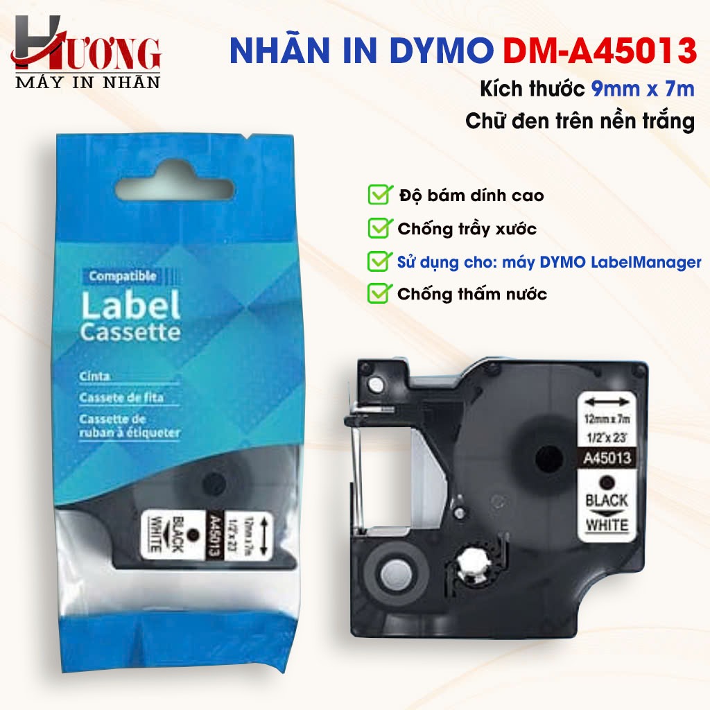 Label D1 DM-A45013 - 12mm I Black Letter White Background I SD for Dymo ...