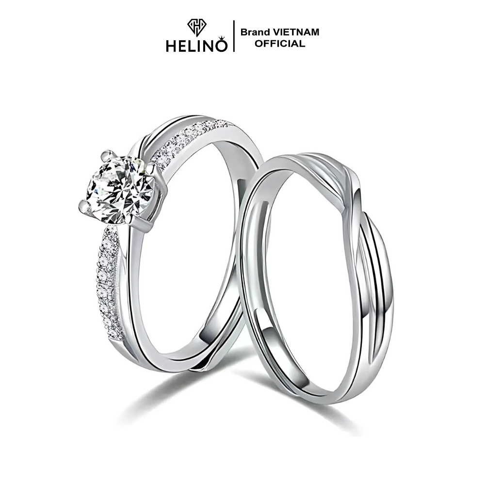 (GIVE Box) HELINO 925 Sterling Silver Couple Ring with Infinity Shape with high quality stones ...