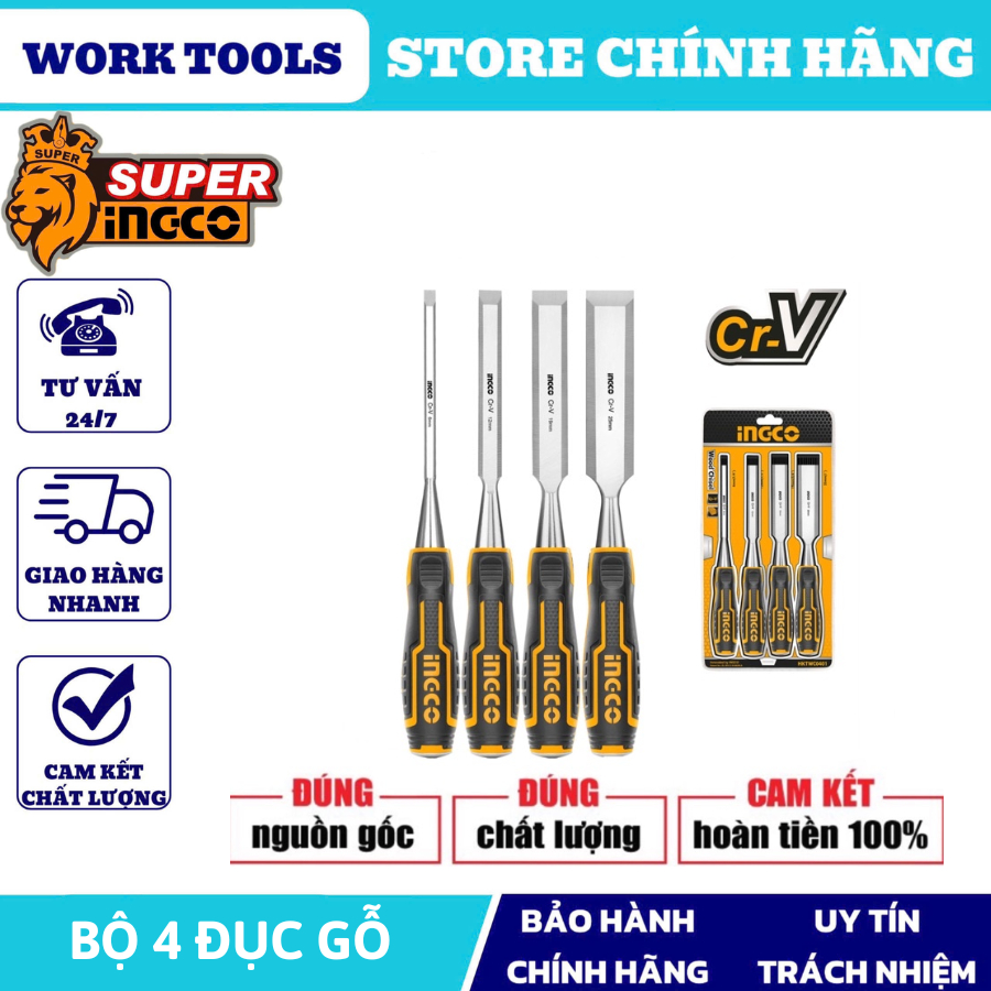 Ingco CRAFTS Set of 4 wood chisels 6mm - 25mm HKTWC0401 (100% Genuine ...