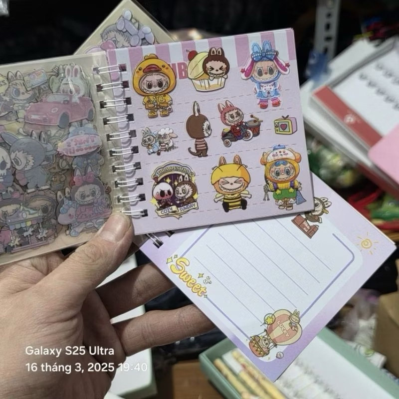 Labubu notebook with funny stickers, labubu stickers | Shopee Malaysia