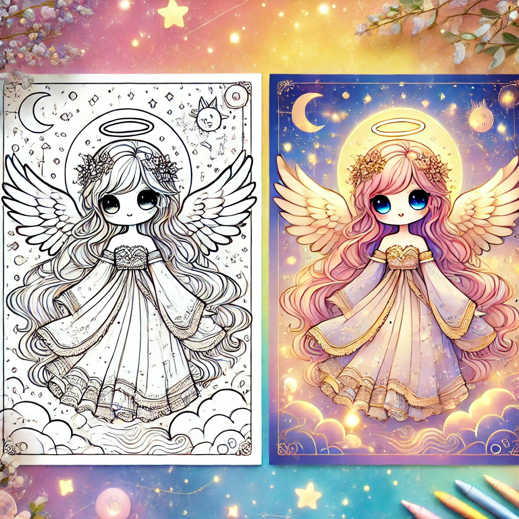 Set of 50/1 Angel Coloring Pages for Children - Clear Pages, No Black ...