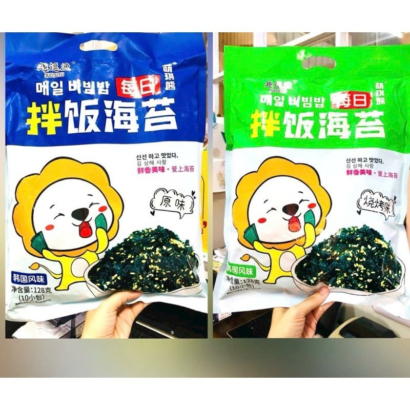 Lion Seaweed Shredded with Rice, Giant Seaweed 128gr (bag has 10 small ...