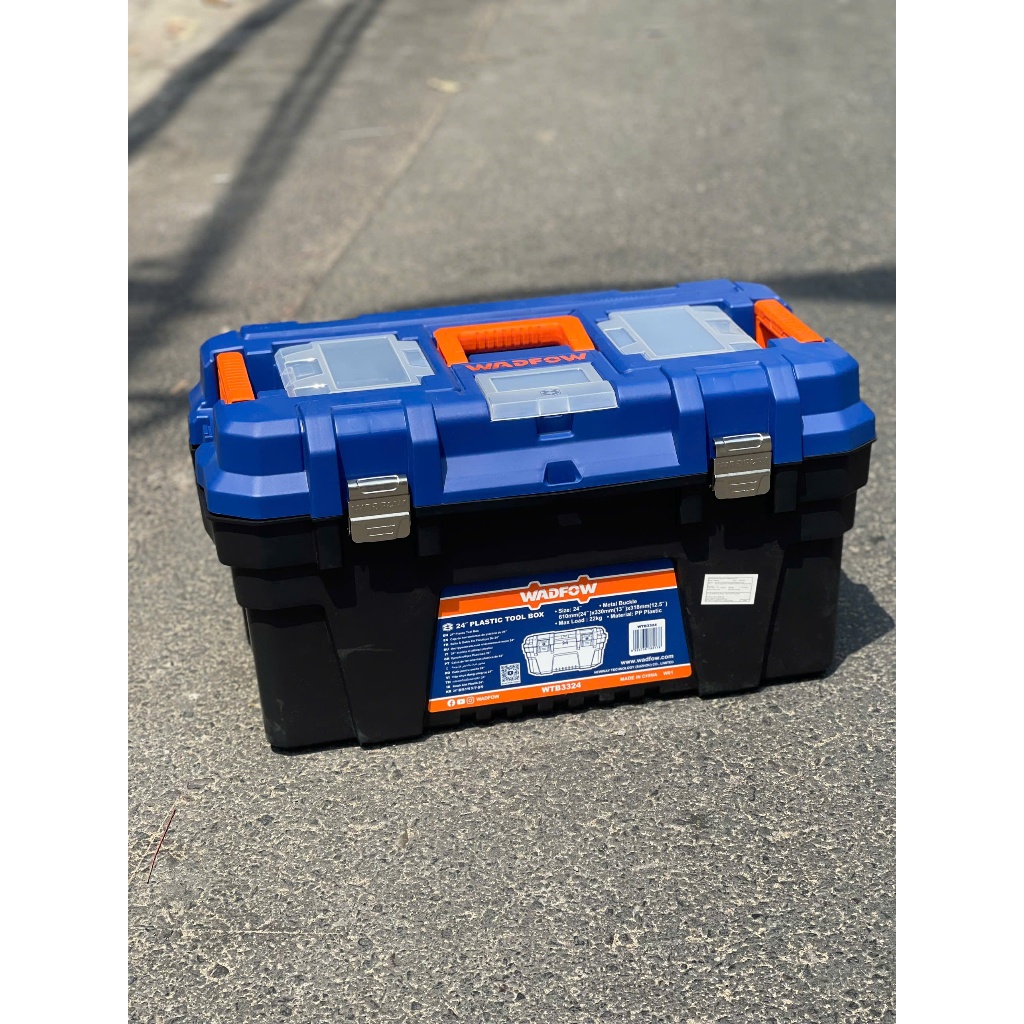 Wadfow Plastic Tool and Tool Storage Box 13inch - 16inch - 19inch - 24inch (Plastic Lock - Metal ...