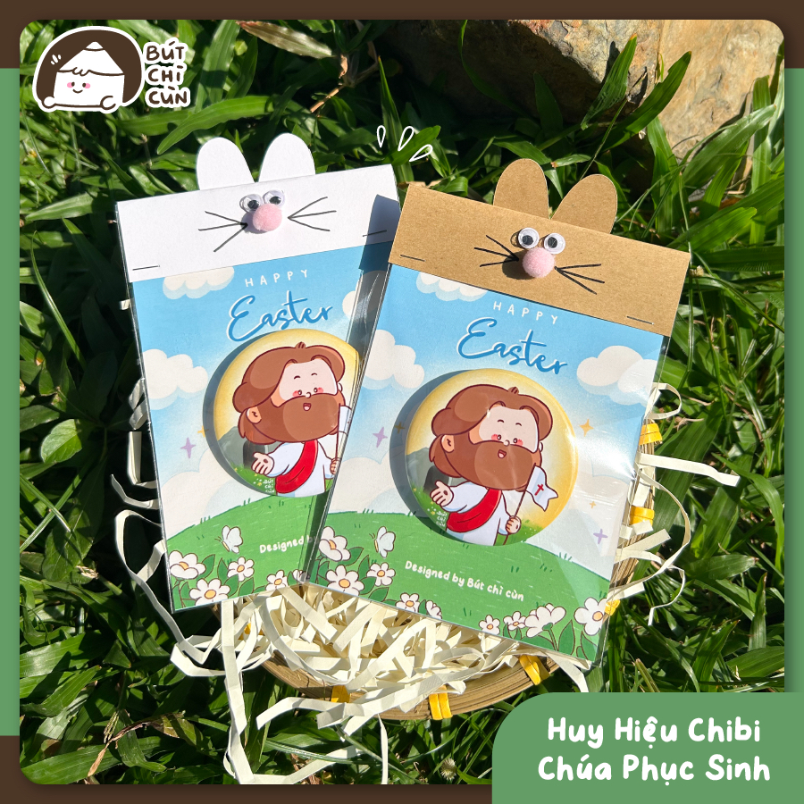 Catholic gift - Resurrection Jesus badge - Lovely chibi style designed ...