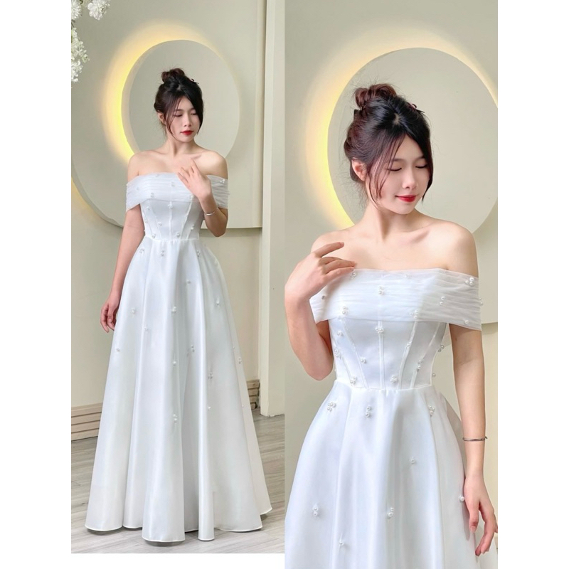 Table Dress, Bridal Reception Dress, Pearl Beaded Shoulder, High ...