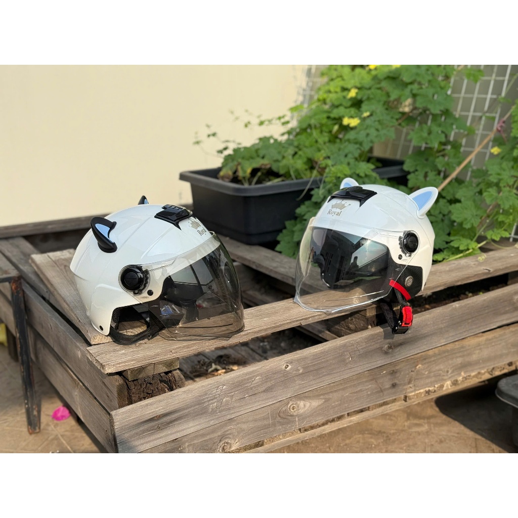 ROYAL 2/3 HELMET 2 GLOSSY WHITE M289 GLASSES WITH CAT EARS AND GENUINE ...