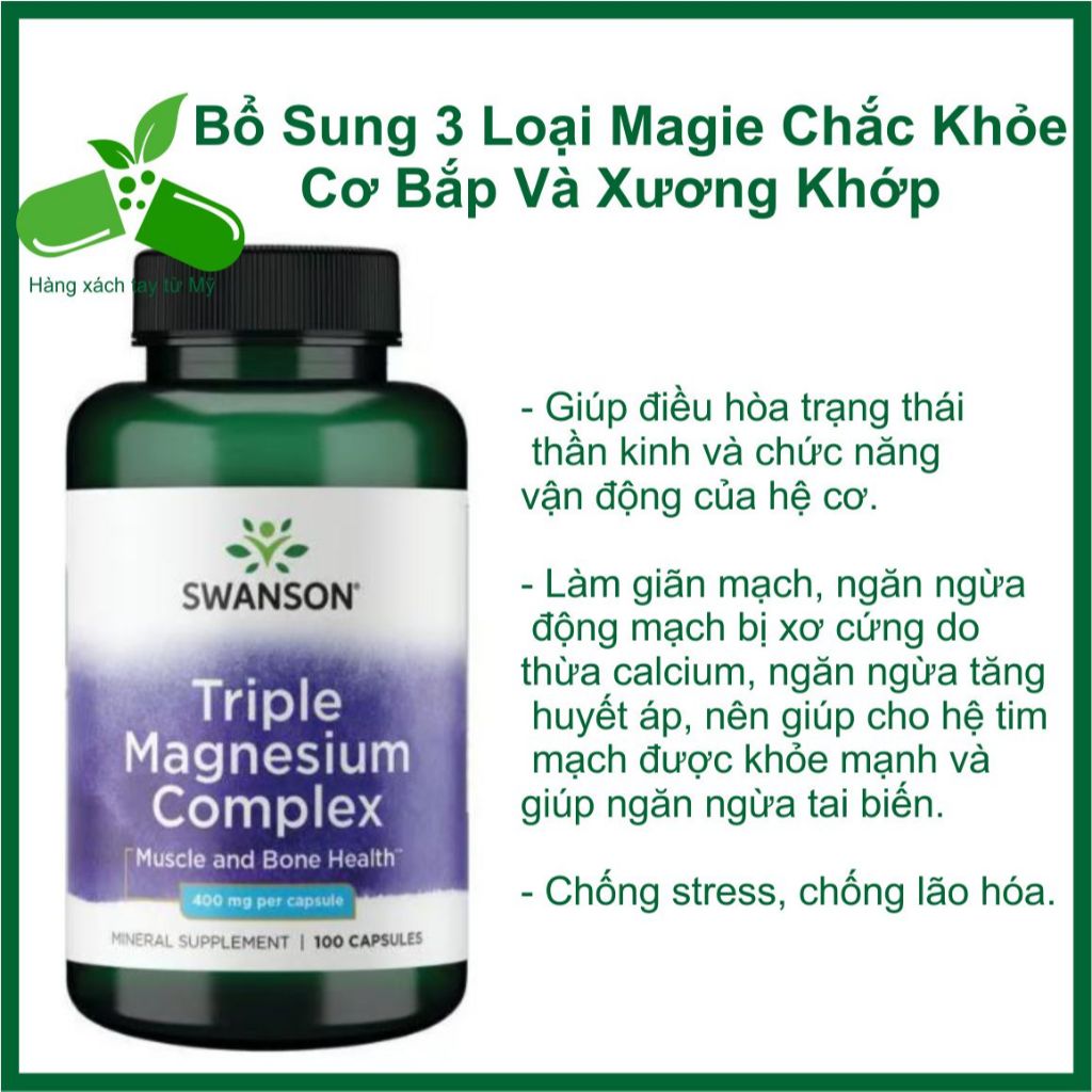 Swanson Triple Magnesium Complex 400mg Pills Supplement 3 Types of ...